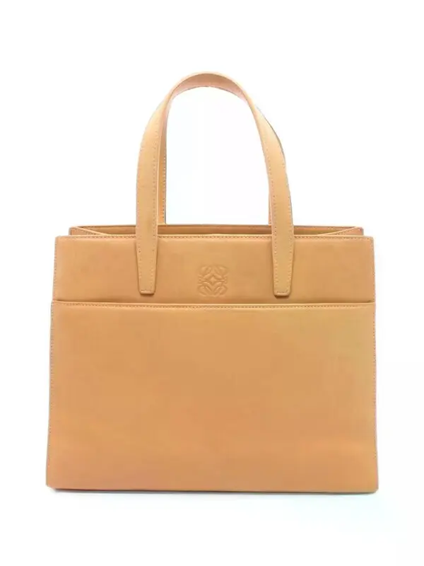 Loewe 2000s Anagram Leather Tote Bag - Neutrals
