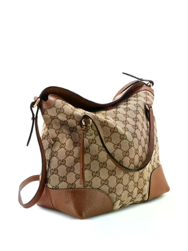 Gucci Bree Convertible Top Handle Bag Gg Canvas With Leather Medium Tote Bag