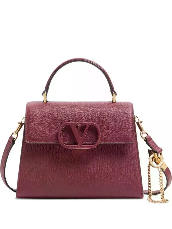 Valentino Garavani Vsling Small Handbag In Grainy Calfskin - Red