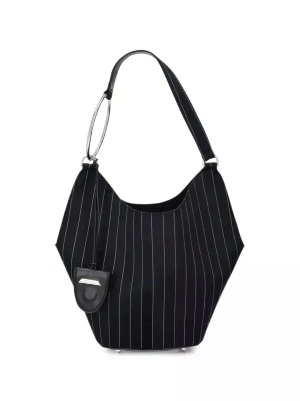 DONDUP Pinstripe-pattern Ring-detail Shoulder Bag - Black