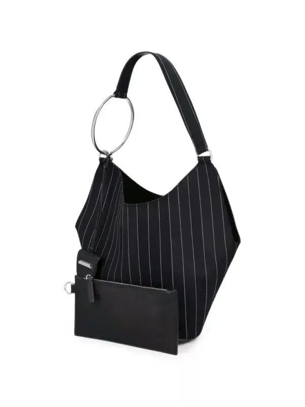 DONDUP Pinstripe-pattern Ring-detail Shoulder Bag