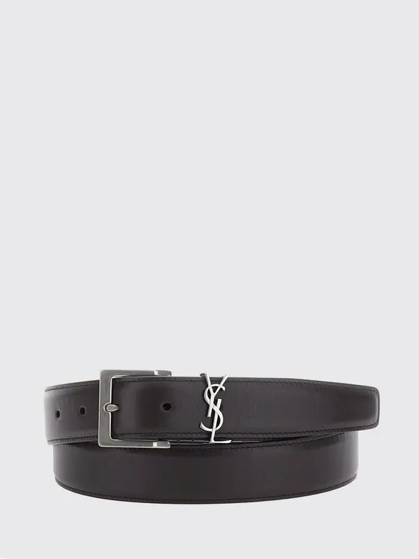 Saint Laurent Cassandre Calfskin Leather Belt With Monogram Buckle