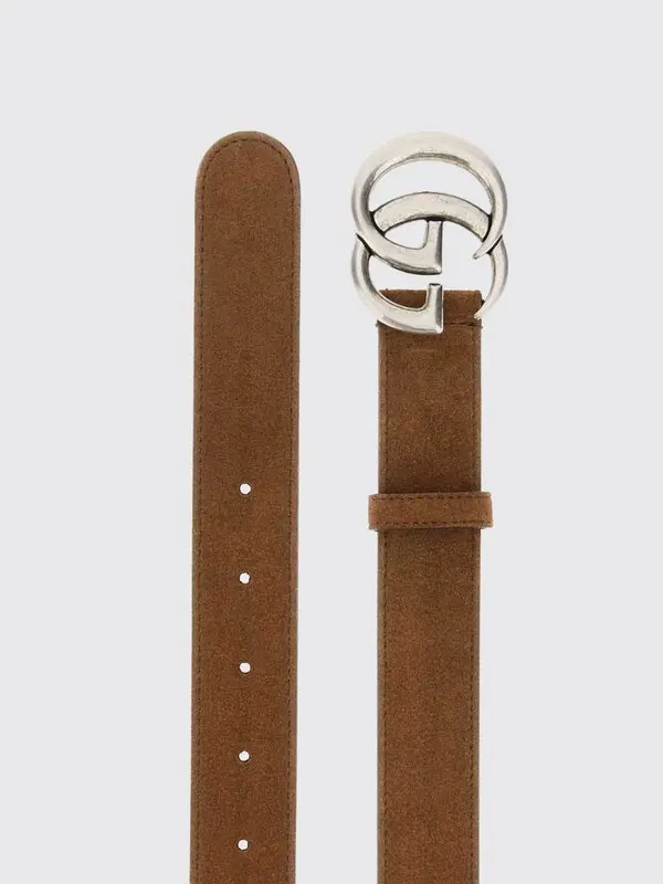 Gucci Gg Marmont Suede Belt With Monogram Buckle