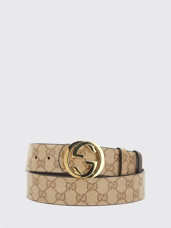 Gucci Reversible Leather And Cotton Blend Belt With Gg Monogram Buckle - Cream