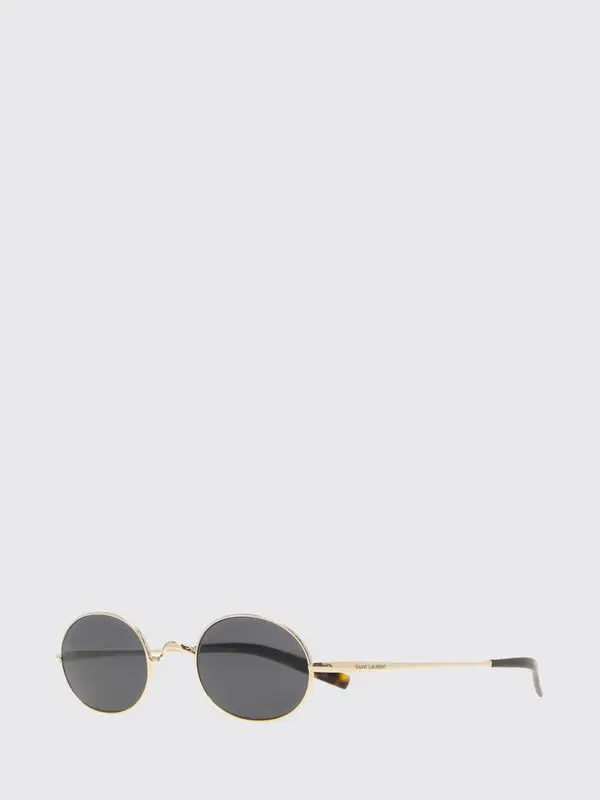 Saint Laurent Oval Metal Sunglasses With Dark Lenses And Engraved Logo
