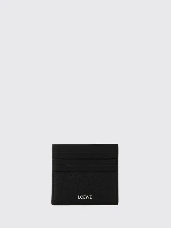 Loewe Leather Card Holder In Calfskin With A Chevron Pattern And Logo