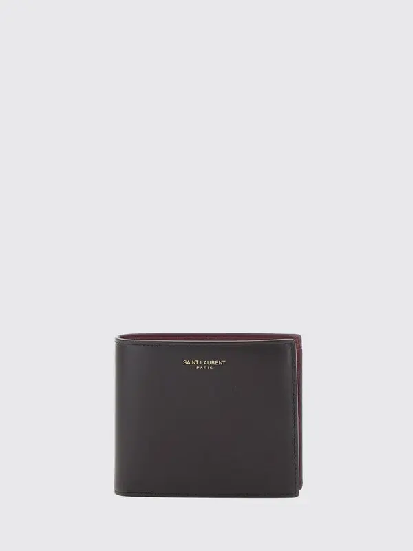 Saint Laurent Smooth Calfskin Bifold Wallet With Logo - Black