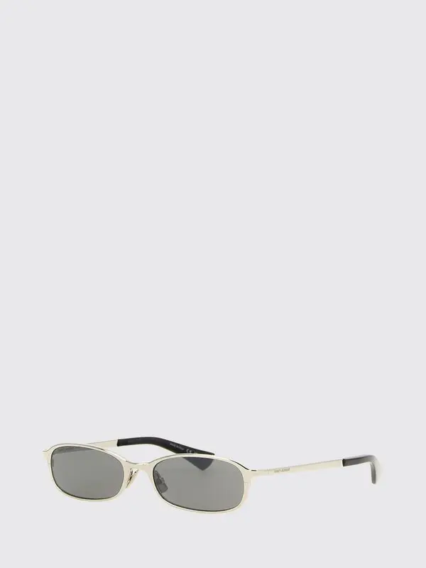Saint Laurent Rounded Sunglasses In Metal And Acetate With Engraved Logo - Gray