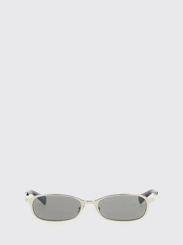 Saint Laurent Rounded Sunglasses In Metal And Acetate With Engraved Logo - Gray