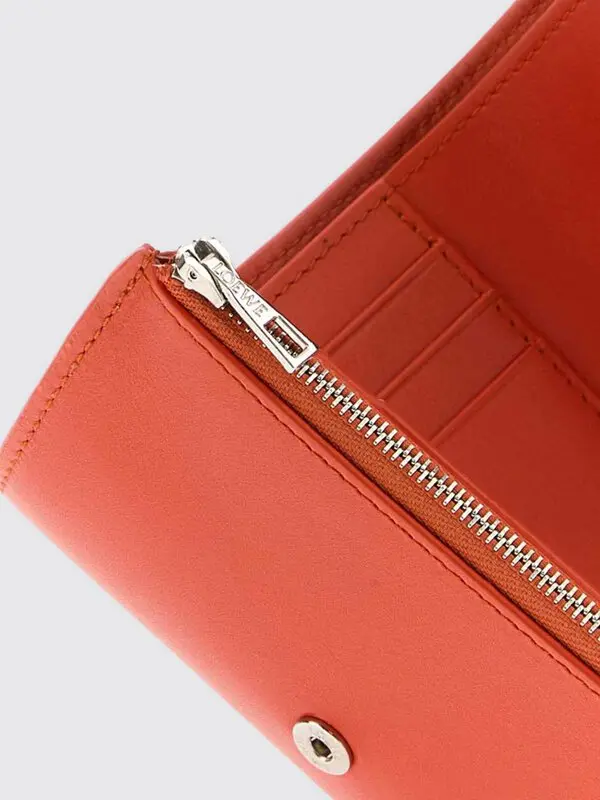 Loewe Pebble Tri-fold Wallet In Calf Leather With Metal Logo - Orange