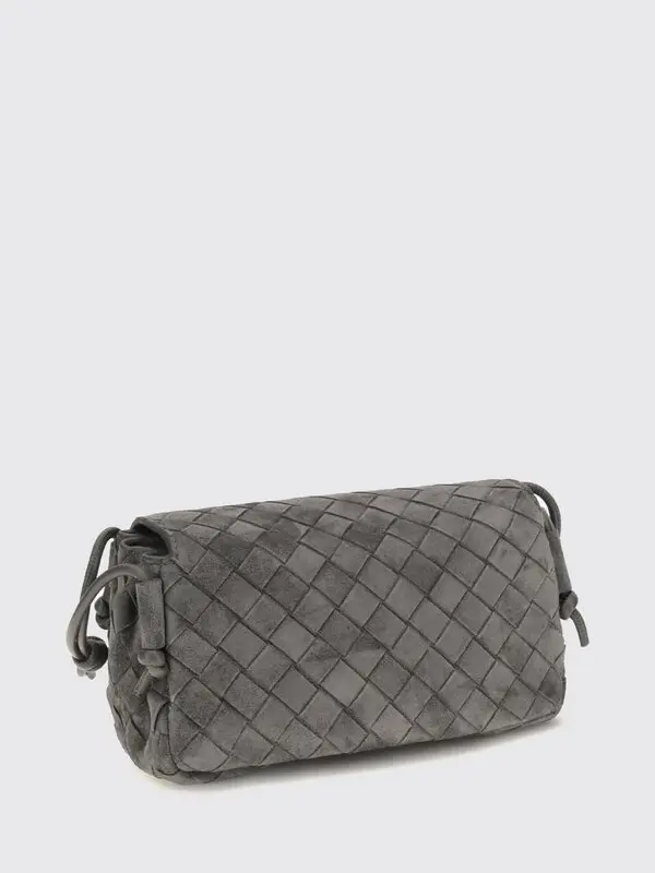 Bottega Veneta Notturno Intrecciato Suede Calfskin Shoulder Bag With Knotted Strap