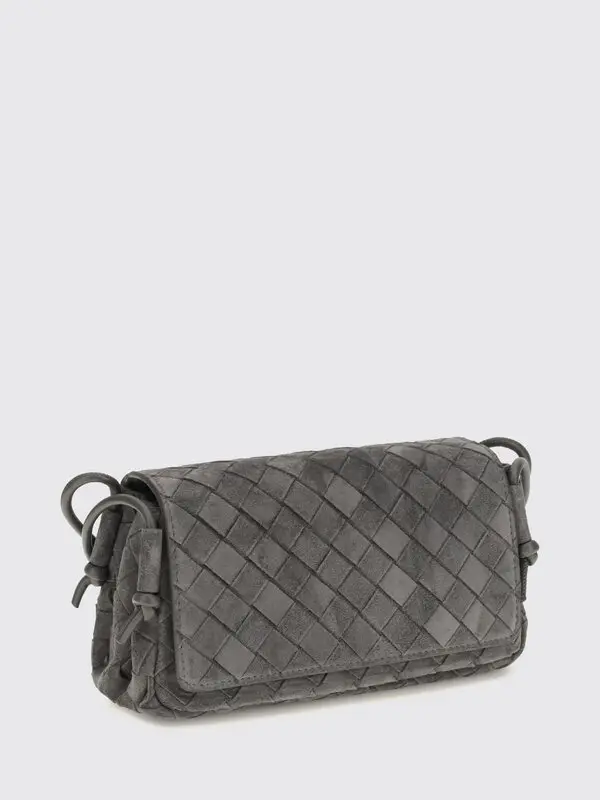 Bottega Veneta Notturno Intrecciato Suede Calfskin Shoulder Bag With Knotted Strap