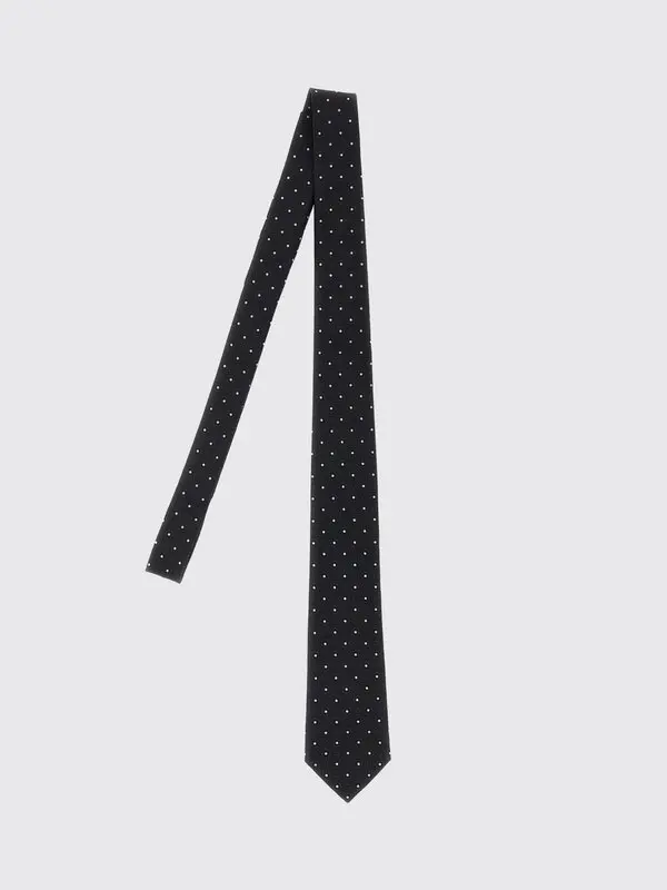 Saint Laurent Polka Dot Tie In 100% Silk For Ceremonial Occasions