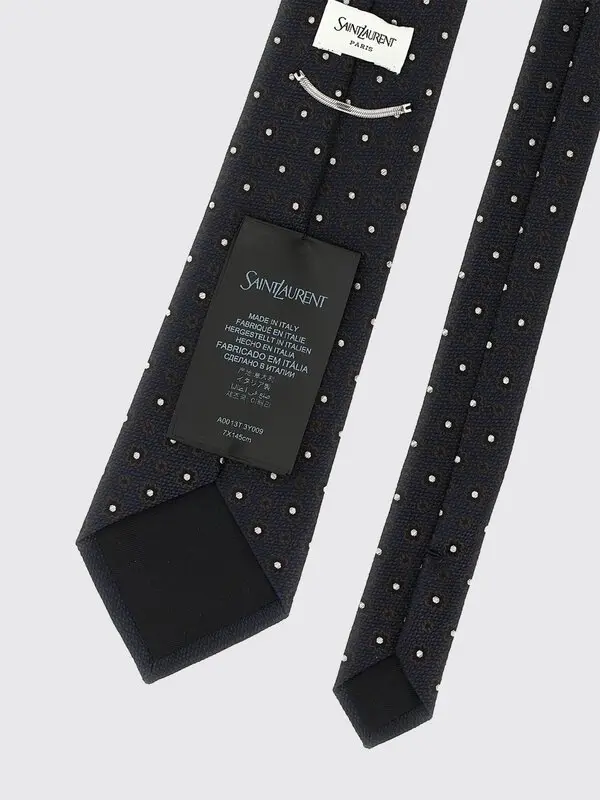 Saint Laurent Polka Dot Tie In 100% Silk For Ceremonial Occasions
