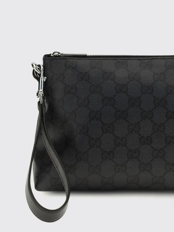 Gucci Essence Gg Monogram Coated Cotton Pouch With Wrist Strap