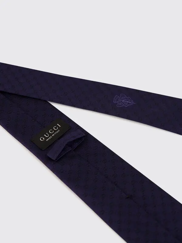 Gucci Tie In Pure Organic Silk With All-over Gg Monogram Pattern - Blue