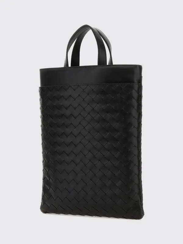 Bottega Veneta Intrecciato Woven Calfskin Leather Laptop Bag - Black