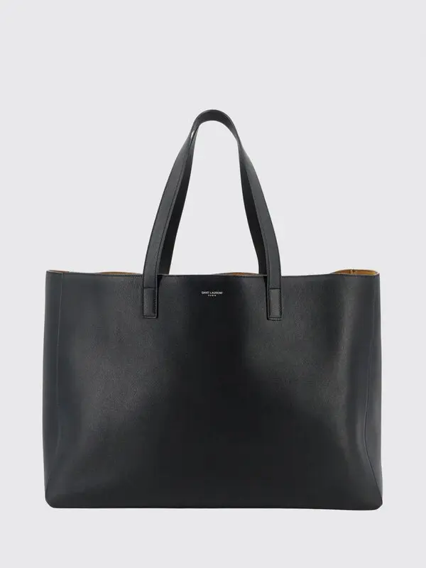 Saint Laurent Smooth Leather Tote Bag With Removable Inner Pouch - Black