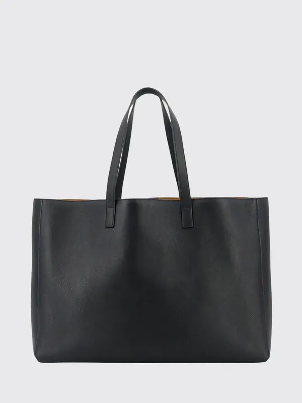 Saint Laurent Smooth Leather Tote Bag With Removable Inner Pouch - Black