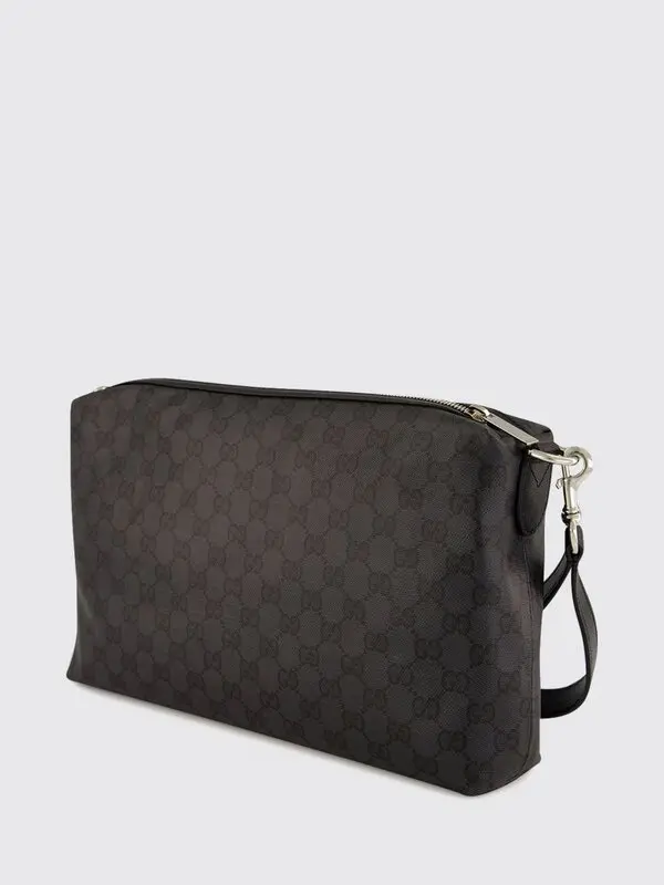 Gucci Coated Cotton Pouch With Gg Monogram And Removable Wrist Strap