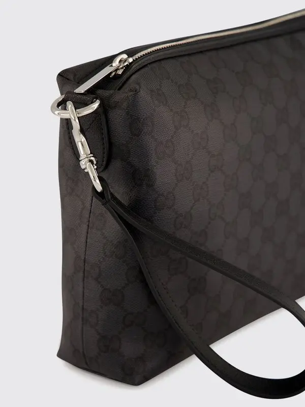 Gucci Coated Cotton Pouch With Gg Monogram And Removable Wrist Strap