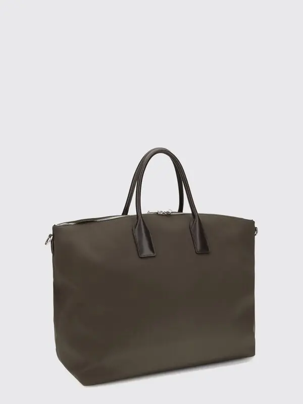 Saint Laurent Large Cotton Canvas Bowling Bag With Leather Handles