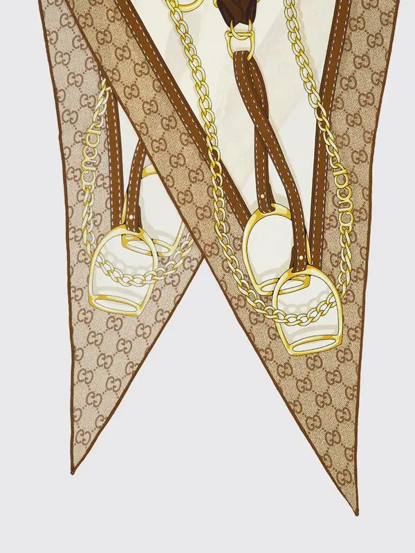 Gucci Silk Belt With Gg Monogram Print And Horsebit Detail
