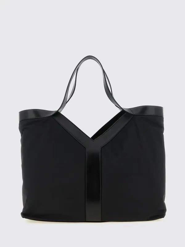 Saint Laurent Calfskin And Nylon Tote Bag With Double Handle - Black