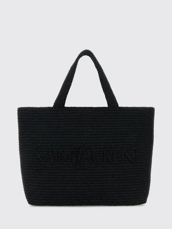 Saint Laurent Raffia Tote Bag With Tone-on-tone Embroidered Logo