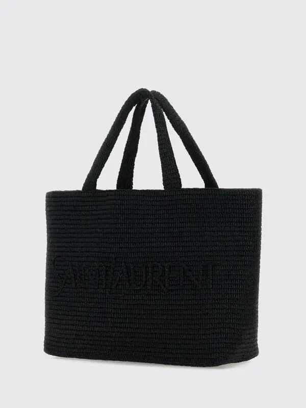 Saint Laurent Raffia Tote Bag With Tone-on-tone Embroidered Logo