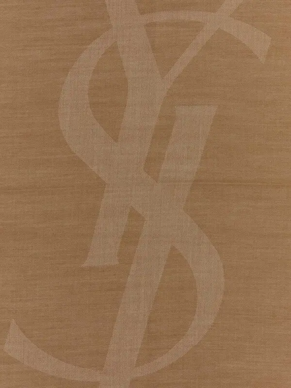 Saint Laurent Monogram Jacquard Cashmere Scarf With Fringed Edges