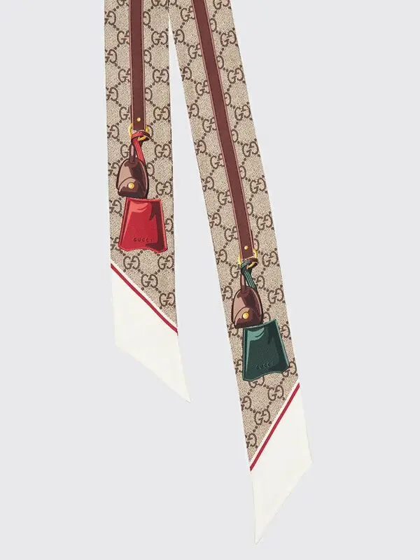 Gucci Rectangular Silk Bandeau Scarf With Graphic Gg Monogram Print