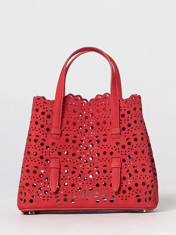 Alaïa Alaia Mina Perforated Nubuck Handbag With Removable Pouch - Red