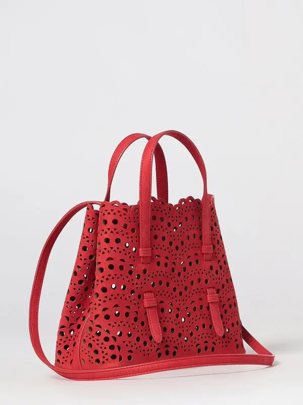 Alaïa Alaia Mina Perforated Nubuck Handbag With Removable Pouch - Red