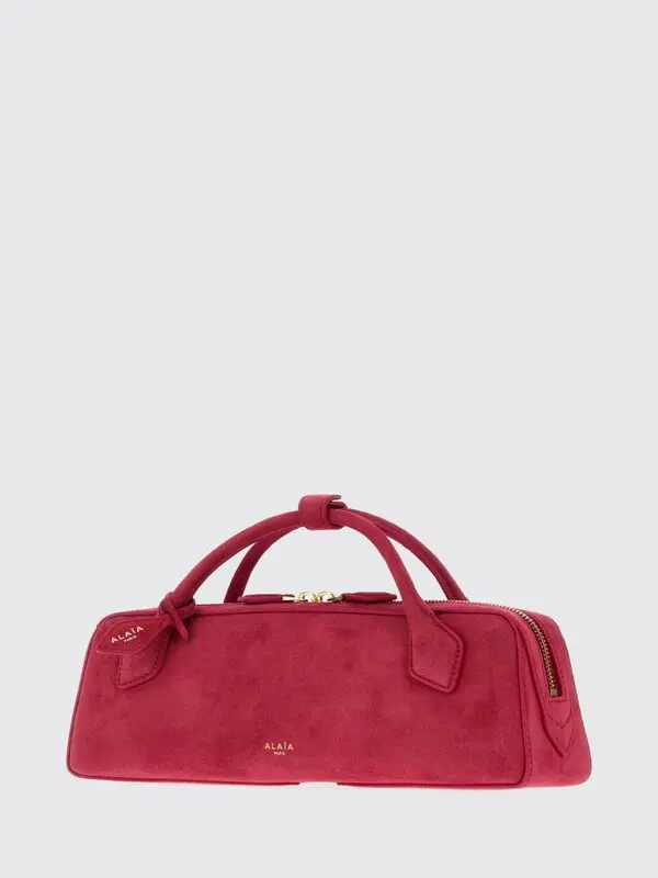 Alaïa Alaia Le Teckel Suede Sheepskin Handbag With Logo Charm - Red