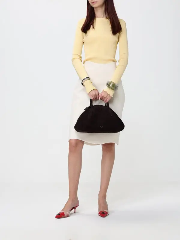 Alaïa Alaia Purse Handbag In Calfskin Leather With Double Handle And Suede Interior - Brown