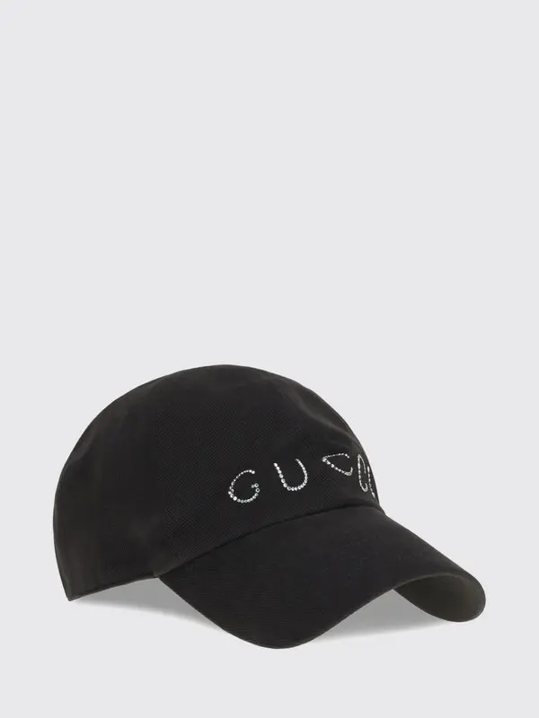 Gucci Cotton Twill Baseball Cap With Rhinestone Logo And Rigid Visor - Black