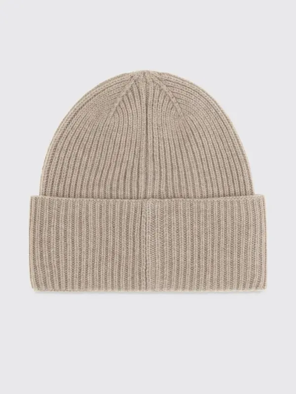 Max Mara Ribbed Wool Beanie Hat With Jacquard Logo And Cuff