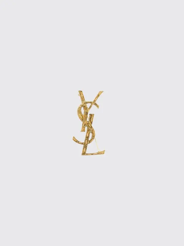 Saint Laurent Cassandre Brass Brooch With Interlaced Monogram