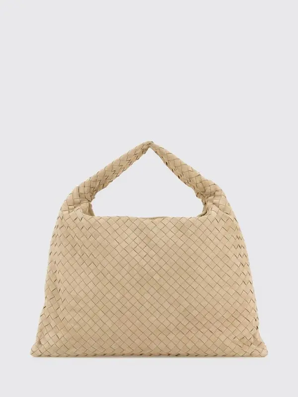Bottega Veneta Hop Intrecciato Suede Calfskin Shoulder Bag - Cream