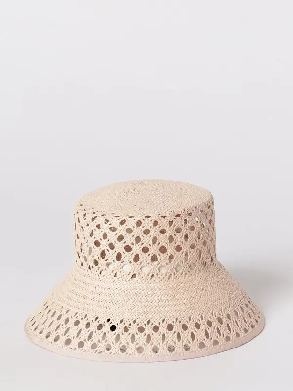 Max Mara Perforated Raffia Hat - Pink