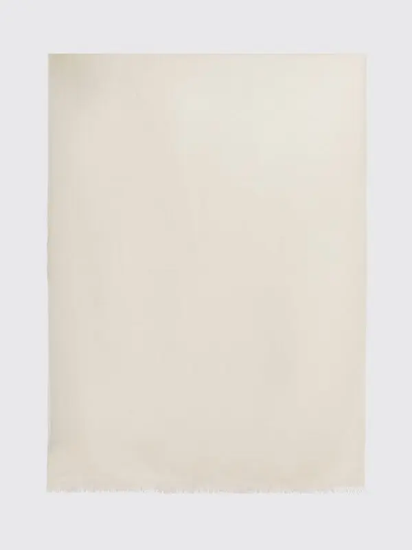Max Mara Wool And Silk Scarf With Monogram - Cream