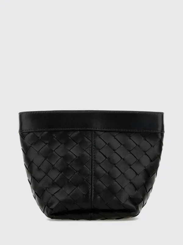 Bottega Veneta Flap Intrecciato Calfskin Mini Bag With Zip Closure - Black