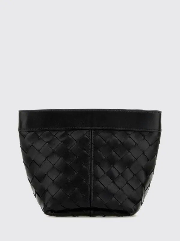 Bottega Veneta Flap Intrecciato Calfskin Mini Bag With Zip Closure - Black