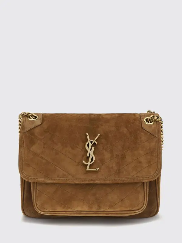 Saint Laurent Medium Niki Suede Shoulder Bag With Chevron Pattern - Orange