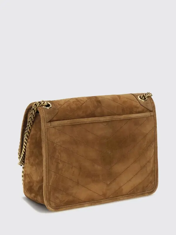 Saint Laurent Medium Niki Suede Shoulder Bag With Chevron Pattern - Orange
