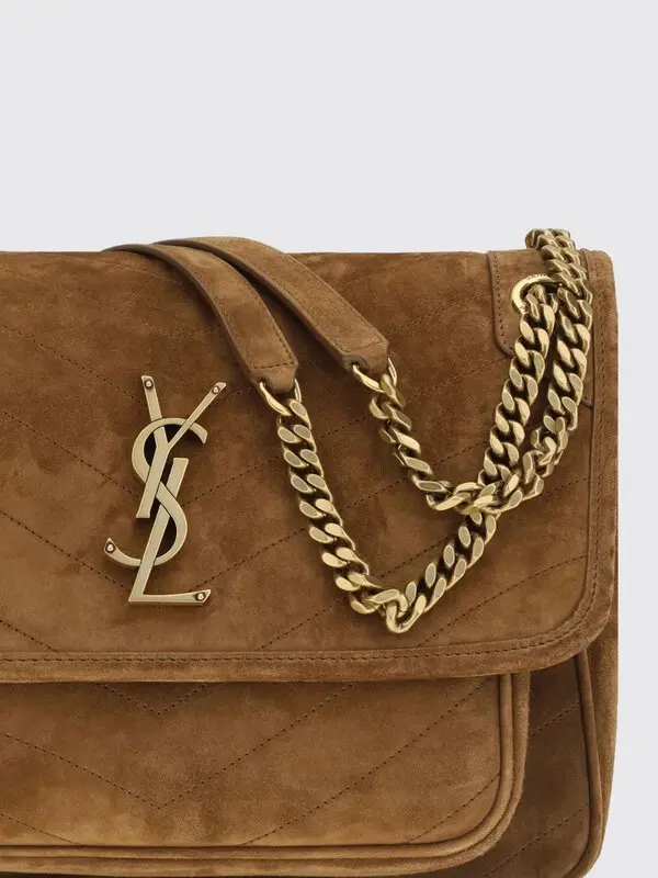 Saint Laurent Medium Niki Suede Shoulder Bag With Chevron Pattern - Orange
