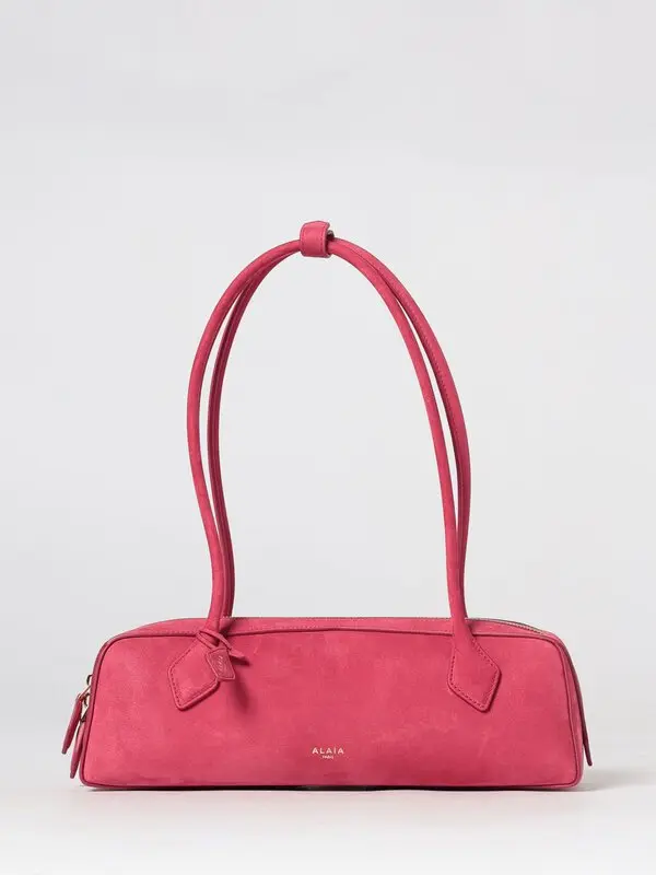Alaïa Alaia Medium Le Teckel Calfskin Leather And Nubuck Shoulder Bag - Red