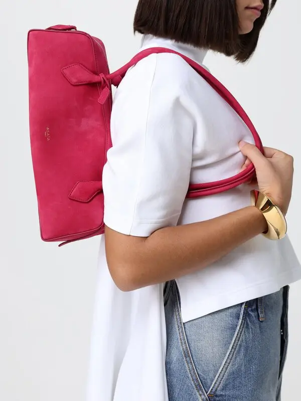 Alaïa Alaia Medium Le Teckel Calfskin Leather And Nubuck Shoulder Bag - Red