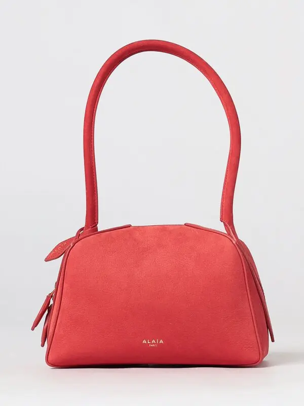 Alaïa Alaia Small Le Bouledogue Calfskin Leather And Nubuck Bowling Bag - Red